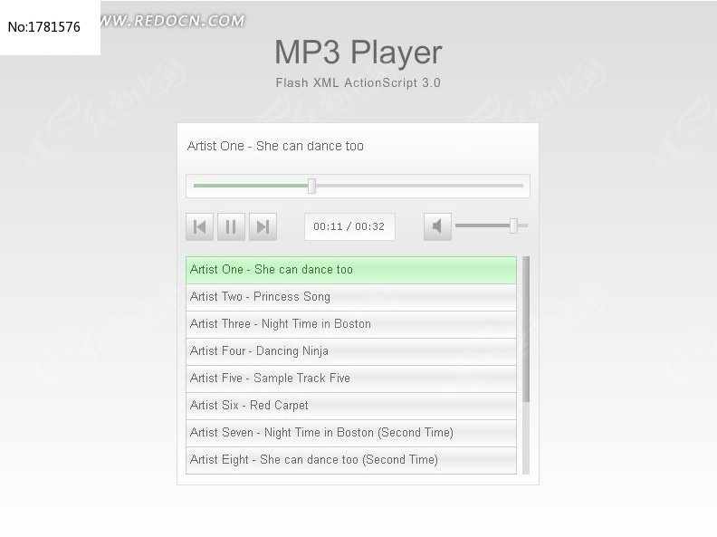 flash xml mp3 player播放器源文件图片下载_红动中国