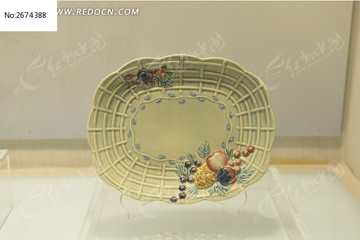 彩绘花果纹长盘高清图片下载_红动中国