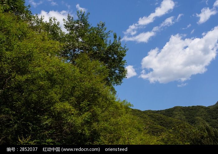 碧绿山脉和蓝天白云高清图片下载_红动中国