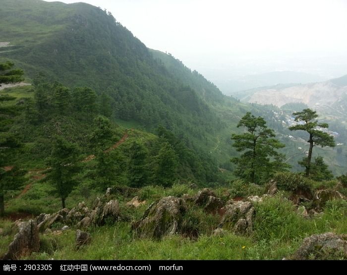 昆明呈贡梁王山石林及树木山脉高清图片下载_红动中国