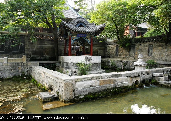 晋祠水塘小型石舫高清图片下载_红动中国